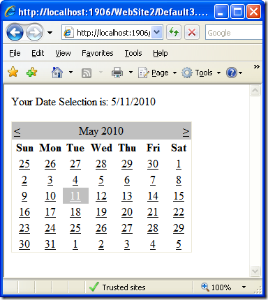 How to Get Selected Date of Calendar using C#